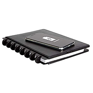 TUL Wireless Charging Discbound Notebook, Leather Cover, Letter Size, Black