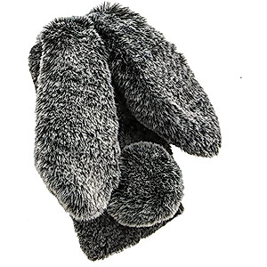 Jorisa Plush Rabbit Case for Oneplus Nord N100,Cute Furry 3D Bunny Ears Hairball Winter Warm Soft Fluffy Fuzzy Girls Women Cover with Crossbody Shoulder Strap Neck Lanyard Case,Dark Gray