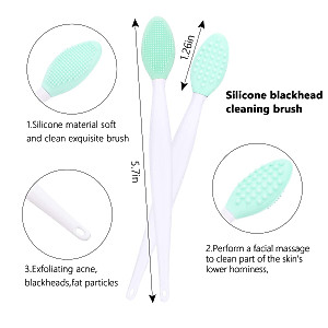 Lip Scrub Brush Silicone Facial Cleansing Brush -2PCS Lip Exfoliator Brush, 2PCS Face Scrubber Facial Cleansing Brush Blackhead Remover, 2PCS Silicone Face Mask Brush Mask Applicator