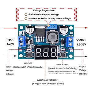 Valefod 3 Pack LM2596 DC to DC Voltage Regulator 4-40V to 1.5-35V Buck Converter with LED Display