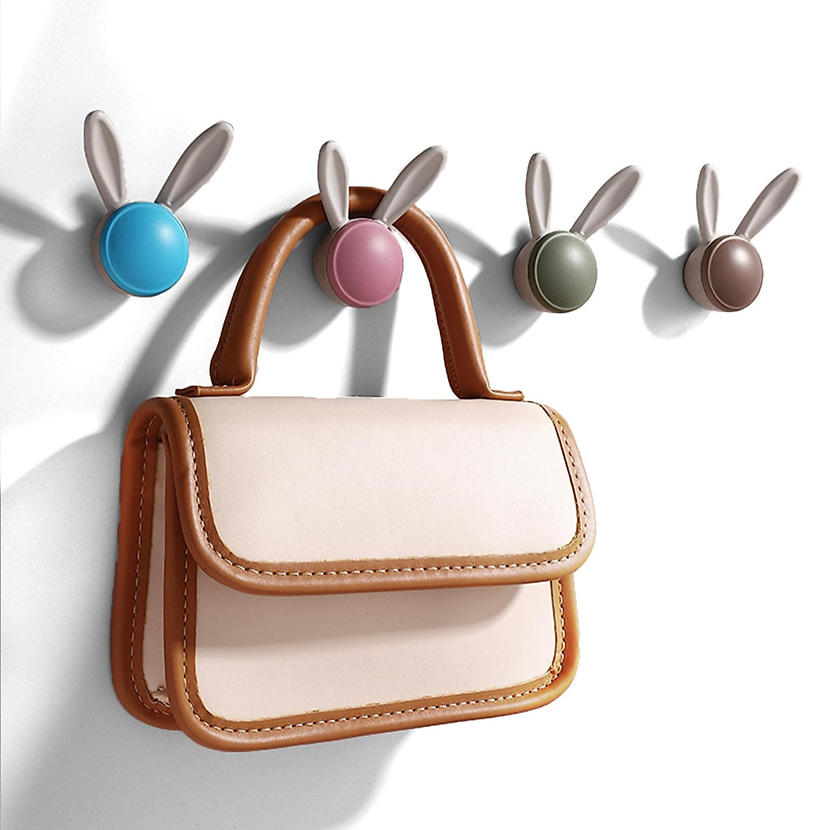 Kcmwsy 3 Pack Coat Hooks Cute Rabbit Shape Metal Towel Hooks Heavy Duty Wall Hooks Modern Bathroom Door Hooks for Coat,Bag,Hat, Scarf,Towel,Key etc (Matte Blue, Large Size)