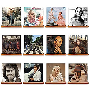 DILIBRA Set of 12 Wood Vinyl Record Shelf Wall Mount, Album Record Holder Storage Rack Display Your Daily Listening LP in Style
