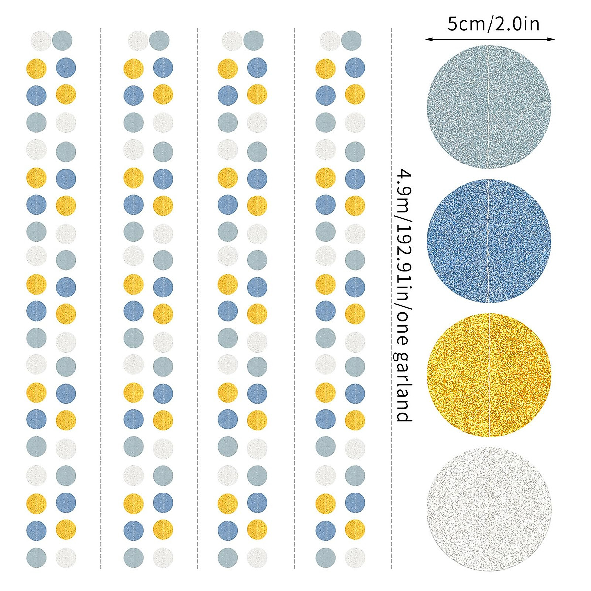 Light-Dusty Blue-Gold Silver Party-Decorations Garland - 52Ft Boys Birthday Baby Bridal Shower Wedding Hanging Streamers Banner,Bachelorette Engagement Graduation Supplies Decor Panduola