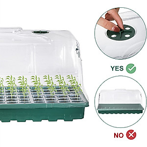 DEAYOU 2-Pack Seed Starter Tray with Humidity Dome and Base, 144 Cells Adjustable Seedling Starting Clone Tray, Garden Propagator Germination Kit with Plant Tags for Indoor Hydroponic Plants Growing