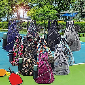 ZOEA Pickleball Bag, Adjustable Pickleball Bag with Water Bottle Holder, Pickleball Paddle Backpack for Men and Women (Camouflage Grey)