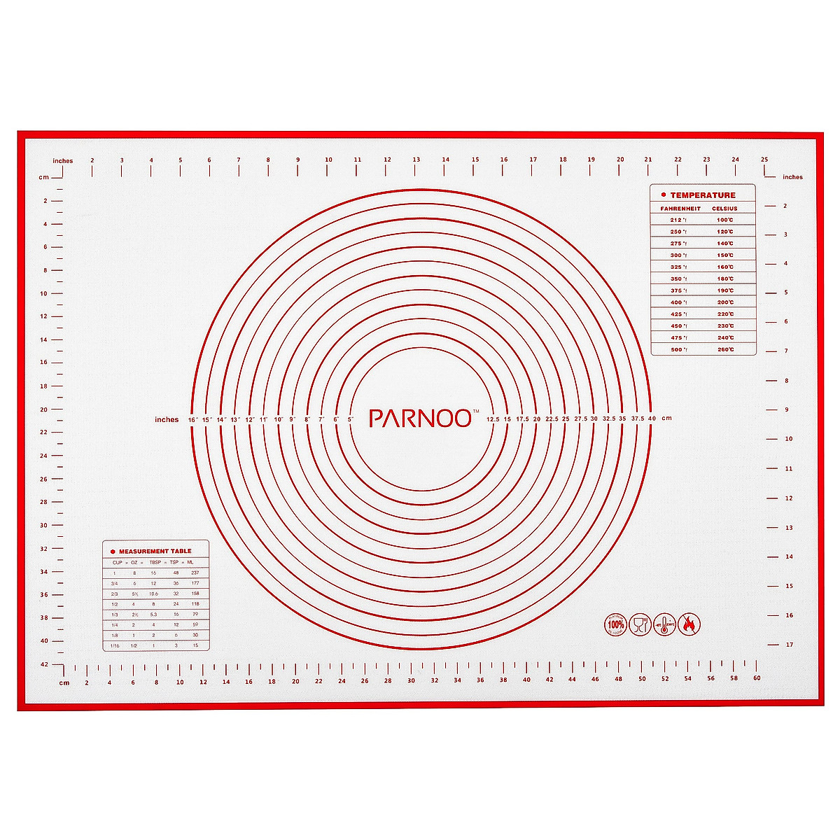 Silicone Baking Mat with Measurements 17 x 25 Inch, Food-Grade Non-Stick Pastry Rolling Sheet