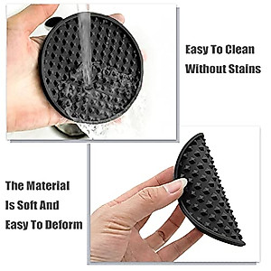 Set of 8 Drink Coasters with Holder,Silicone Coasters for Drinks, Rubber Coasters for Tabletop Protection, Non-Slip Heat Resistant Coasters for Coffee Table (Black)