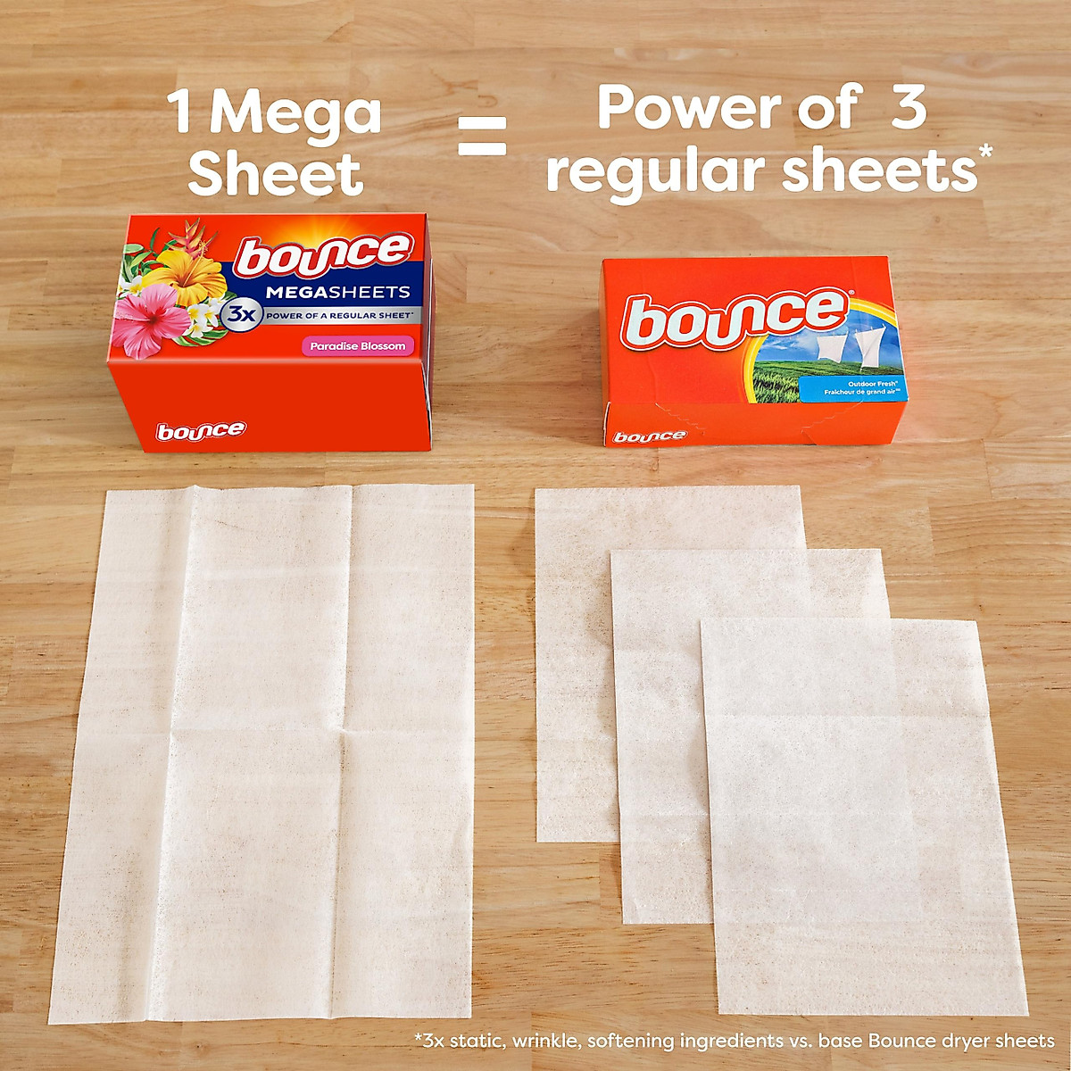 Bounce Mega Dryer Sheets, Paradise Blossom, 180 Count, Bounce Dryer Sheets