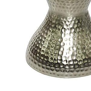 Deco 79 Metal Hammered Accent Table with Hourglass Shape, 14" x 14" x 18", Silver