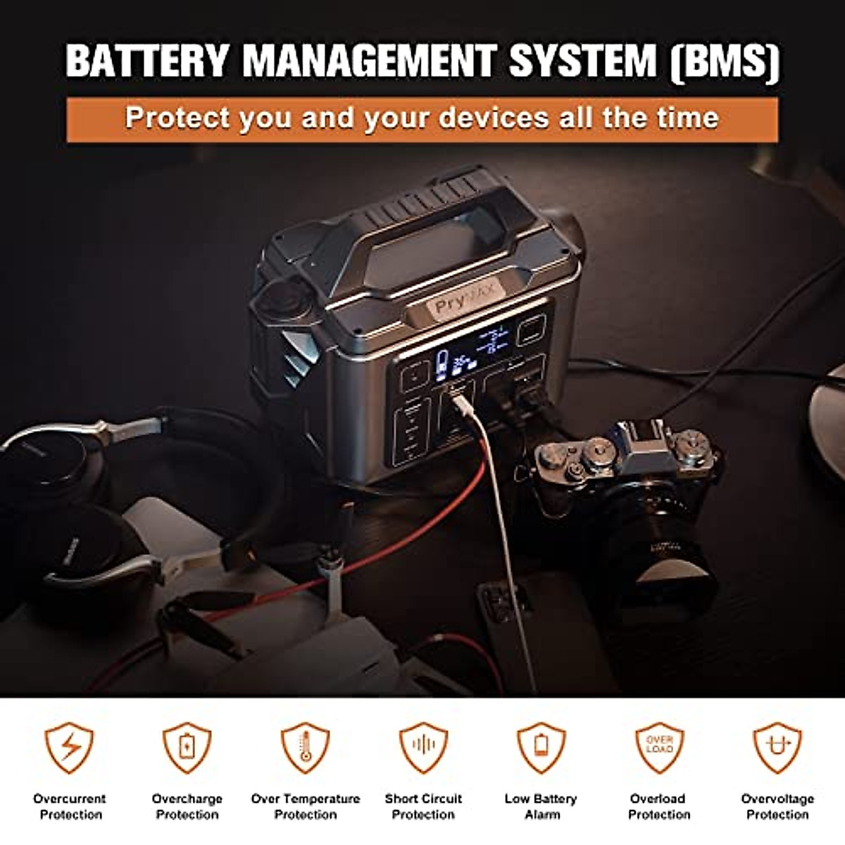 PryMAX Portable Power Station 110V/330W Pure Sine Wave AC Outlet, 296Wh Backup Lithium Battery with DC/QC3.0/USB Port Power Supply, 80000 mAh Solar Generator for Home Travel Camping CPAP Emergency