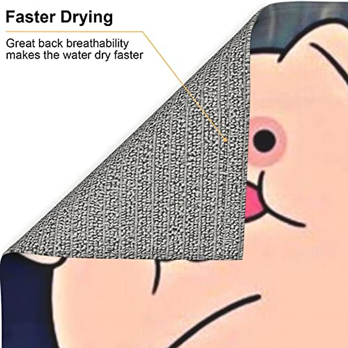 Funny pigs Printed Drying Mat For Kitchen Ultra Absorbent Microfiber Dishes Drainer Mats Non-Slip Silicone Quick Dry Pad - 18 X 16inch