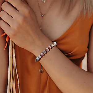 Amethyst Bracelet for Women 8mm Handmade Adjustable Amethyst Crystal Bracelet Natural Stone Purple Beaded Bracelet Healing Crystal Bracelets Amethyst Jewelry for Women