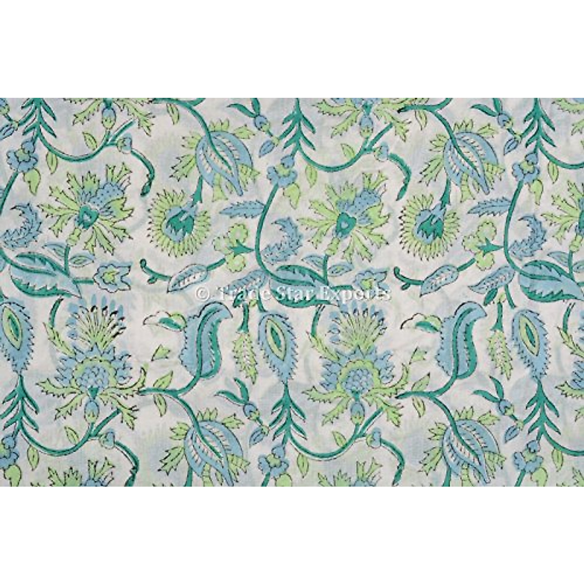 Trade Star 100% Cotton 3 Yard Fabric Hand Block Print Natural Fabric for Dressmaking Floral Print Fabric by The Yard Beautiful Fabric for Baby Dresses (Pattern 3)