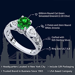 Gem Stone King 925 Sterling Silver Round 6MM Gemstone Birthstone Engagement Ring | Wedding Anniversary Promise Ring For Women | Available In Size 5, 6, 7, 8, 9