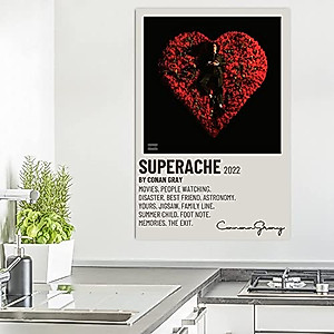 Conan Gray Poster Superache Album Cover poster Vintage Posters Decorations Paintings Music Poster Canvas Wall Art for Living Room Office Bedroom Decor Unframed (12x18Inch(30x45cm))