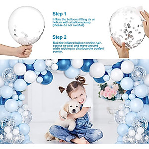 Blue and White Balloons, Blue White Balloon Garland Arch Kit, 102 pcs Pastel Blue White Balloons for Baby Shower Birthday Wedding Party Decorations