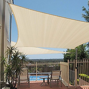 E&K Sunrise Sand 10' x 12' Sun Shade Sail Rectangle UV Block Canopy for Patio Backyard Lawn Garden Outdoor Facility and Activities
