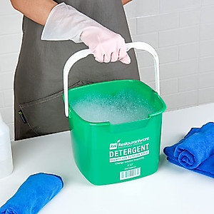 Restaurantware-RW Clean 8 Quart Cleaning Bucket, 1 Detergent Square Bucket - With Measurements, Built-In Spout And Handle, Green Plastic Utility Bucket, For Home Or Commercial Use,
