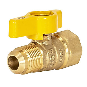 Eastman 1/2 Inch FIP x 1/2 Inch OD Flare Female Straight Gas Ball Valve with 1/4-Turn Handle, Brass Plumbing Fitting, 60003