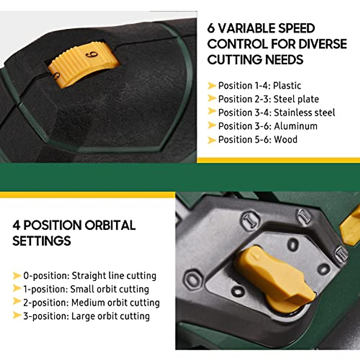 Jigsaw, KKnoon 6.5 Amp 3000 SPM Jig Saw with Laser, 800W Pure Copper Motor, 6 Variable Speed, 6 Replacement Blades, ±45° Bevel Cutting, 4 Orbital Settings, with Tool case