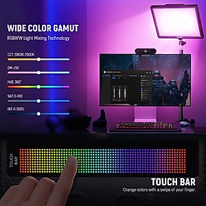 NEEWER GL1C RGB 15.5" Key Light, 48W Edge Lit Soft LED Video Panel Streaming Gaming Lighting with 2.4G PC/Mac iOS/Android APP/WiFi/Stream Deck Control, Touch Bar, 2900K-7000K, Music Sync, 18 Scenes