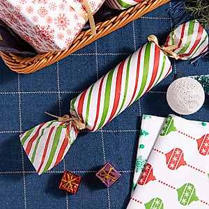 Whaline 120 Sheets Christmas Tissue Paper, Assorted Design Gift Wrapping Paper for Christmas Gift Boxes, Xmas Gift Wrapping Bags and Wine Bottles