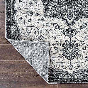 Rugshop Traditional Medallion High Traffic Living Room,Bedroom,Kitchen, Home Office Runner Rug 2' x 7' Gray