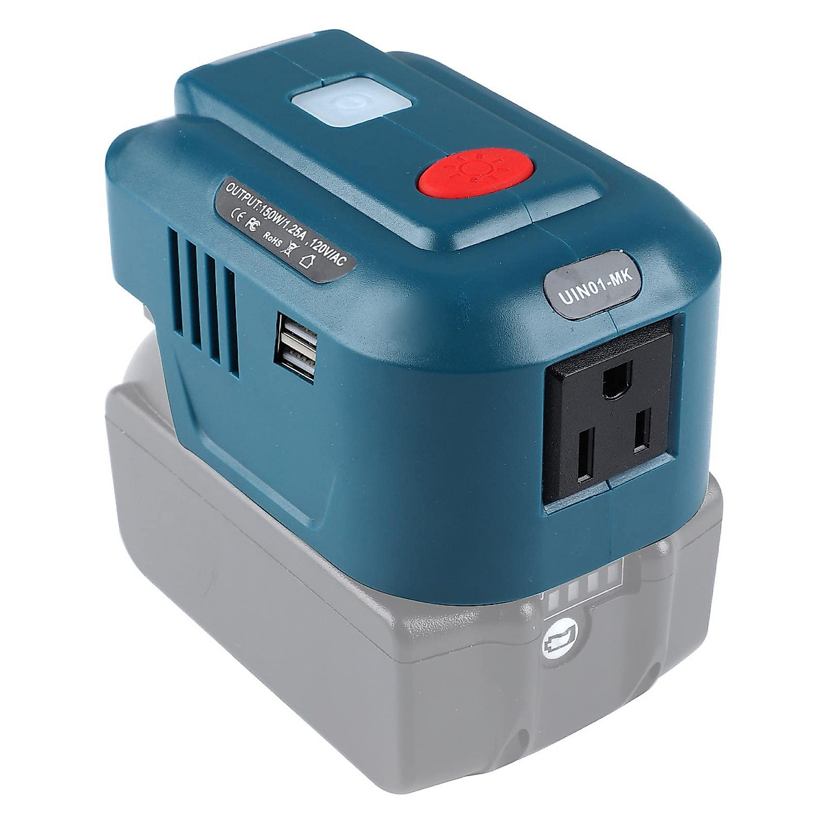 BTRUI for Makita Powered Inverter Generator 150W for Makita Battery DC 18v to 110v AC Output, Portable Power Source USB Charger Adapter, for Makita Power Station with LED Light