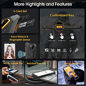 Ulefone Armor X13 (12+64GB) Unlocked Rugged Phones, 50MP Rear Camera, 24MP Night Vision Camera, Android 14 Rugged Smartphone, 6.52” Screen, 6320mAh, NFC, GPS, Package with Exclusive Armor Case- Orange