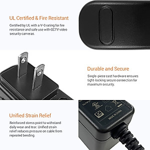 TIGERSECU Security Camera AC/DC Power Adapter, 12V 1A 100V-240V Power Supply, Compatible with Lorex, Night Owl, Swann, ZOSI, Amcrest, Reolink IP Cameras 5.5 x 2.1 mm (2-Pack)