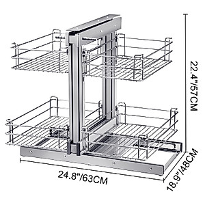 VEVOR Pull Out Blind Corner Cabinet, 15.7 Inch Opening Chrome Soft Close Blind Corner with Four Shelf, Slide Out Kitchen Cabinet Organizer for Minimum Cabinet Size 31.5''Wx21.6''Dx25.6''H