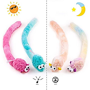 CHIWAVA 4 Packs 15 Inch Long Soft Plush Cat Toys Mice with Bell Rustle Sound Small Mouse Activity Interactive Toy