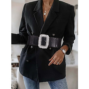 Yalice Rhinestone Waist Belt Wide Elastic Belt for Dresses Sparkle Crystal Stretchy Belts Ladies Cinch Waist Band for Women (Black, Fit Waist Belt: 32''-37'')