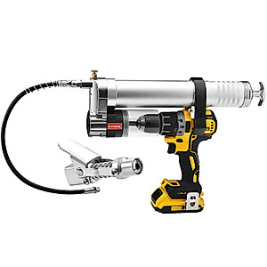 ATIVERE Electric Grease Gun Drill Adapter with 14 OZ Load, Locking Grease Gun Coupler, 12 Inch High Pressure Hose, Extension Rigid Pipe, Pneumatic Tool, Universal Conversion Gun Head