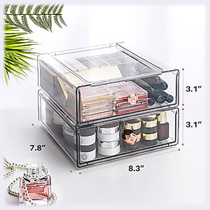 Homde Stackable Storage Containers Box with Pull-Out Drawer - Stacking Plastic Drawers Bins for Kitchen Pantry and Cupboard, Cabinet, Counter, Island and Tables - 2 Pack - Clear