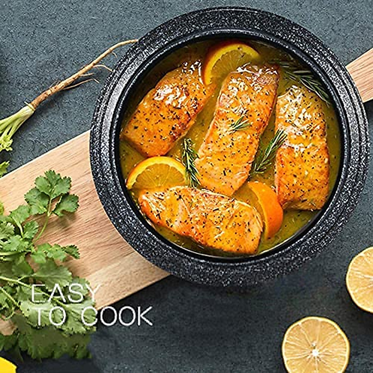 Kitchen Stoneware Casserole Dish Cooking Ceramic Casserole Clay Pot,Korean Stone Bibimbap Bowls,Not-Stick Stock Pot Soup Pot,Slow Stew Pot,Hot Pot,Rice Cooker Induction Cooker ty Black