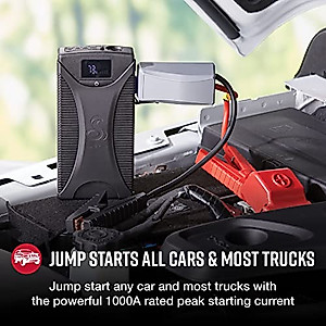 Cobra 1000A Jump Starter - Lithium-ion Jump Starter & Power Bank with in-Car Jump Starting & Fast Charge USB, LED Flashlight, Jump Start Cables, 1000 Amp Peak Power for Any Car, Truck or Boat