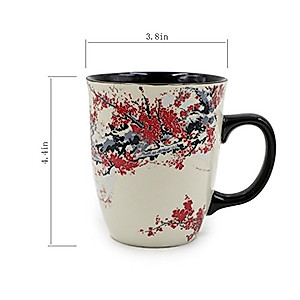 Asmwo Color Changing Heat Sensitive Magic Funny Art Mug Large Coffee Tea Plum Blossom Porcelain Mugs for Women Mom grandma Gifts 16oz Black Change Glow Red Cups