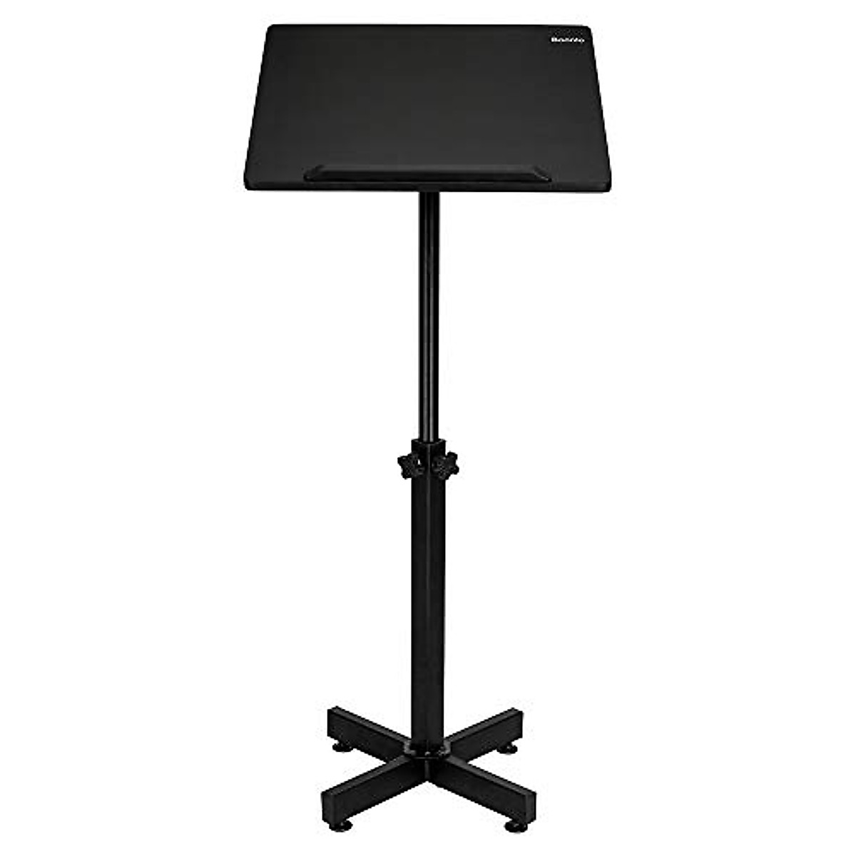 Bonnlo Classic Lectern Stand, Height Adjustable Mobile Podium, Multi-Purpose Tabletop for Speech, Lecture, Church, Reading or Laptop Desk with Edge Stopper, Black
