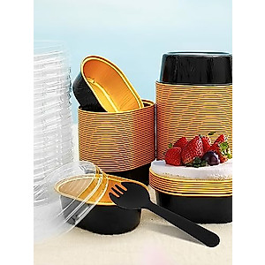 Nicoport 60Pcs Aluminum Foil Cake Container 68ml Heat-Resistant Foil Baking Cups with Clear Lids and Spoons Mini Oval Cake Pan Reusable Small Cheesecake Muffin Pan for Cake Cheese Dessert