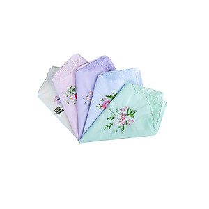 CoCoUSM Womens Handkerchiefs Lace Embroidered Cotton Handkerchiefs Bulk