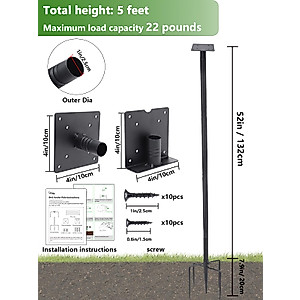 Upgraded Thicken Bird Feeder Pole for Outdoors - Easy to Assemble Heavy-Duty Bird House Stand for Blue Bird, 60in 5 Prongs Base Adjustable Stand Pole Mount Kit