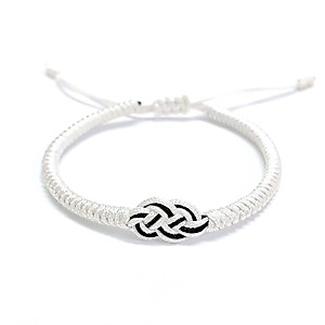 Fuqimanman2020 2 Pcs Matching Red Black String Infinity Love Bracelets Adjustable Couple Good Luck Knot Bracelet Woven Thread String Peace Protection Bracelet for Women Men-black white