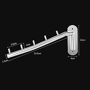 2 Set of NUZAMAS Wall Mounted 304 Stainless Steel Swing Arm Holders, Clothes Coat Hanger, 5 Hooks Coat Rack Closet, Storage Organizer Mirror Finished with Installation Kits