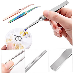 Jualyue Nail Art Tweezers Set Stainless Steel Tip C Curve Pinchers Sculpture Clip Manicure Pointed Slant Tool for Nail Art 2pcs, Curved Nail Tweezers, Nail Tweezers Nipper, Nail Tweezers