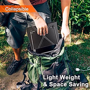 YSSOA 12” Portable Grill Charcoal Barbecue Grill - Folding Grill Notebook Shape Charcoal Grill, Detachable Collapsible, Mini Tabletop Camping Grill BBQ, Black