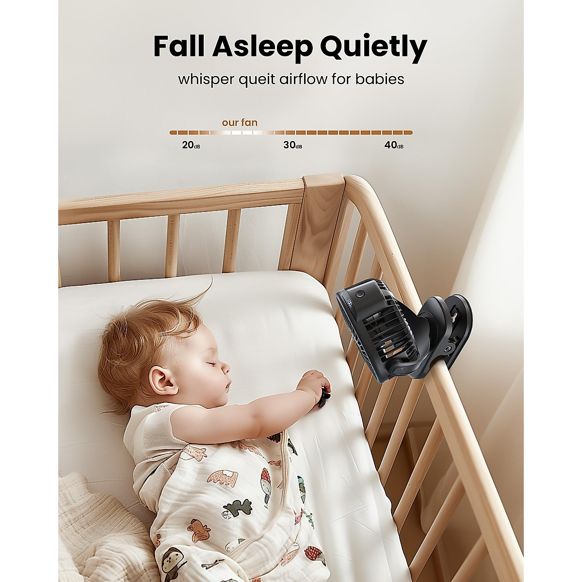 Koonie Portable Clip On Fan, Small USB Fan Battery Operated, 3 Speed Rechargeable Mini Fan With LED Display, 360° Rotate Personal Cooling Desk Fan for Stroller Travel Camping Golf Gym