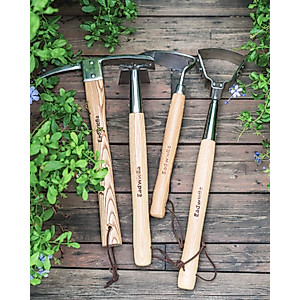 Hoe and Cultivator Garden Rake Hand Tiller Tool Wood Handle Double Sided Cultivator Versatile Tool for Digging,Loosening Soil,Weeding,Breaking Up Soil,Cultivating,Preparing Seedbeds Combination Garden