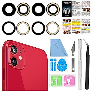2PCS ASDAWN Back Camera Lens Glass Replacement for iPhone 11 6.1 Inches with Pre-Installed Adhesive, Rear Camera Lens Glass Replacement with Installation Manual + Repair Tool Set