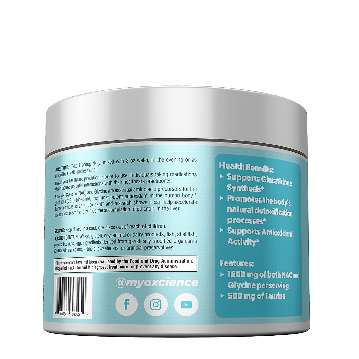 MYOXCIENCE NAC + Glycine Supreme N-Acetyl-L-Cysteine, Glycine and Taurine Combination,Powder